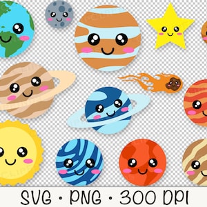 Kawaii Planets, Cute Planets With Faces, Galaxy, Solar System, Out of ...