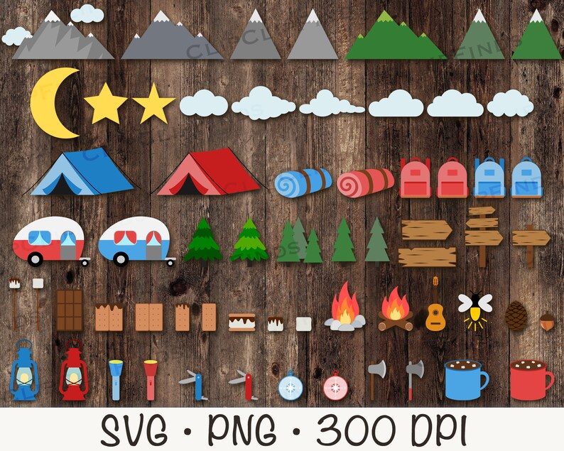 Camping Clipart Bundle: Happy Camper PNG SVG (digital Download) - Etsy