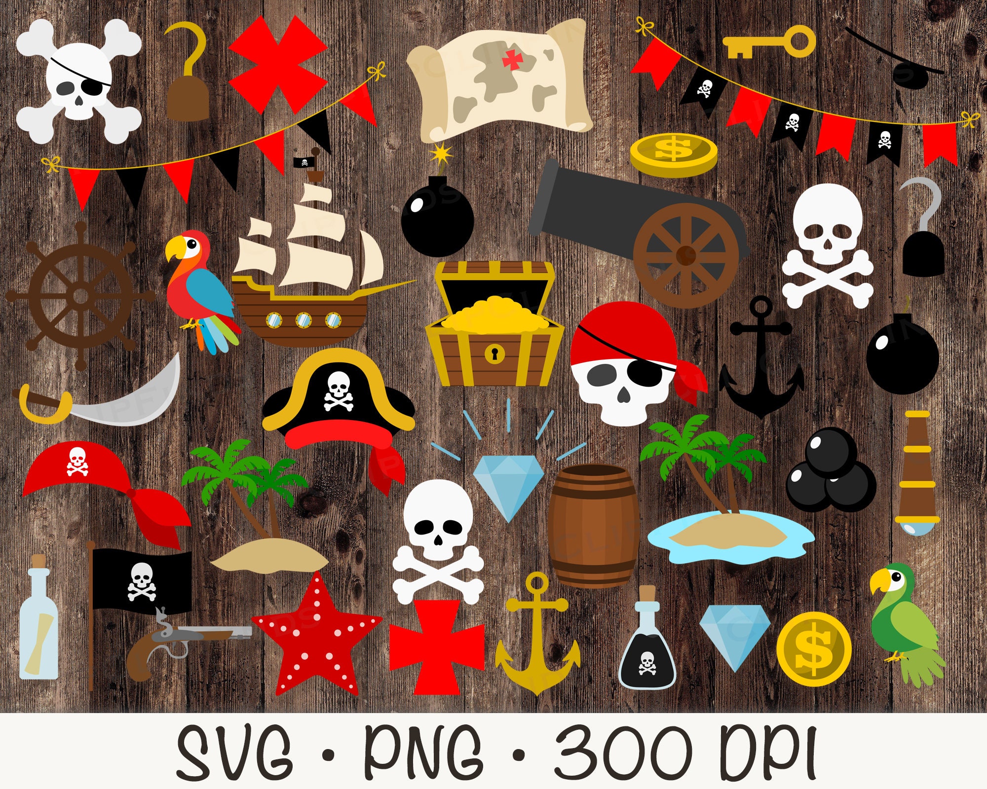Pirate Clip Art, Pirate SVG, Pirate PNG, Cute Pirate Clip Art, Instant ...