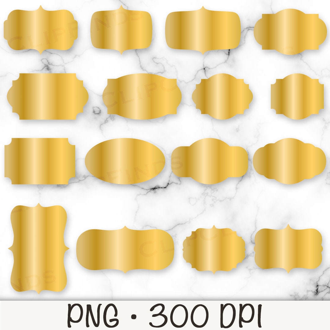 Gold Label Frames PNG, Digital Gold Label Graphics, Gold Tags Clipart ...