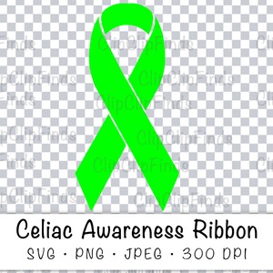 Green Celiac Awareness Ribbon SVG Vector Cut File JPEG and | Etsy