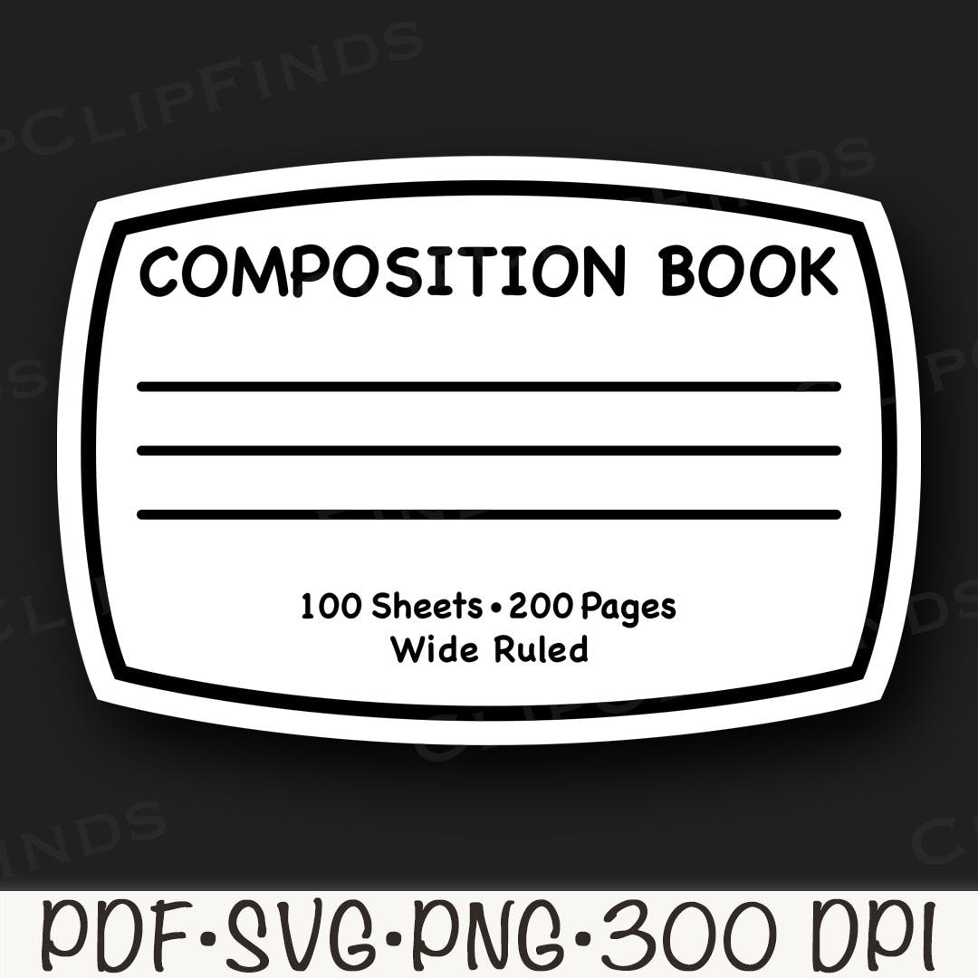 Composition Book Label SVG, Notebook Label PNG, Cover, School Supplies ...