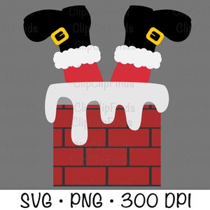 Santa Claus Stuck in Chimney, Santa Legs, Santa Boots, Bottoms Up, SVG ...