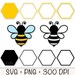 Bee SVG, Bee PNG, Bee Clipart, Honey Comb, Bee Bundle Pack, Honey Bee ...