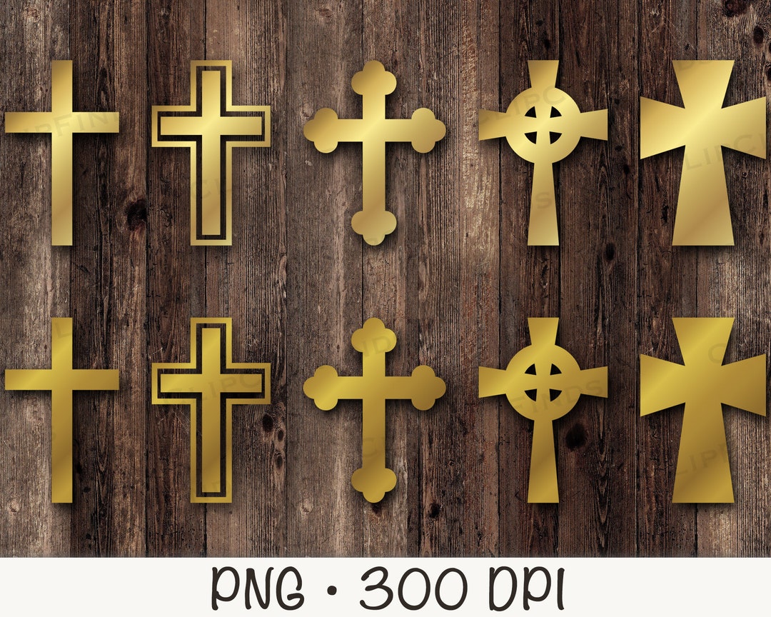 Gold Cross PNG Gold Cross Clipart Gold Crosses Overlay - Etsy Hong Kong
