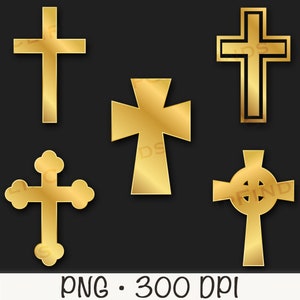 Gold Cross PNG, Gold Cross Clipart, Gold Crosses Overlay Bundle Pack ...
