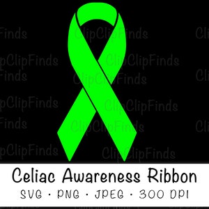 Green Celiac Awareness Ribbon SVG Vector Cut File JPEG and - Etsy