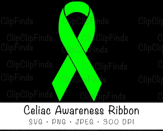 Green Celiac Awareness Ribbon SVG Vector Cut File JPEG and - Etsy