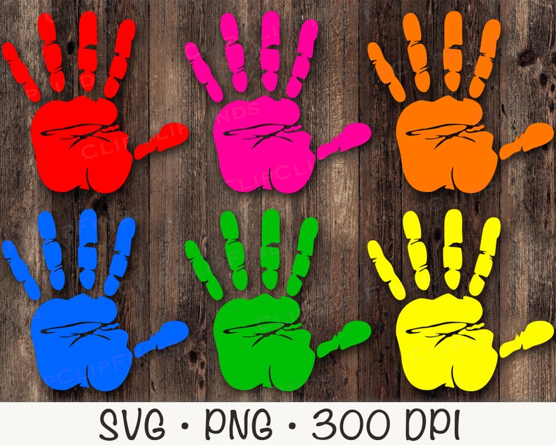 Hand Print SVG Colorful Handprint Bundle Pack PNG Painted - Etsy UK