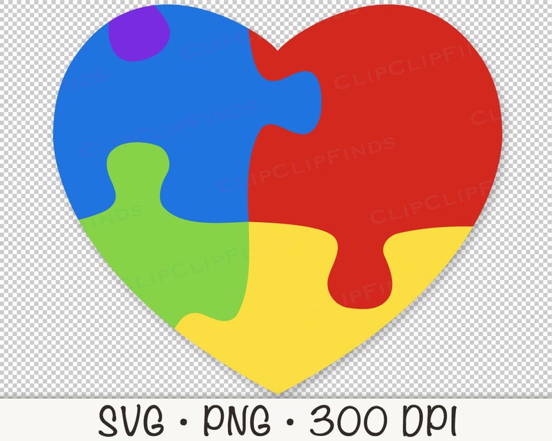 Autism Puzzle Heart SVG Autism Awareness Month PNG Instant - Etsy