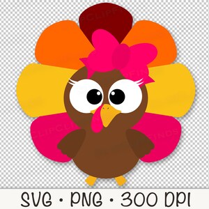 Cute Baby Girl Thanksgiving Turkey, SVG Vector File and PNG Transparent ...