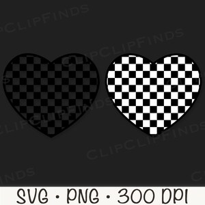 Checkered Heart SVG, Transparent and Solid Checkered Heart PNG, Black ...