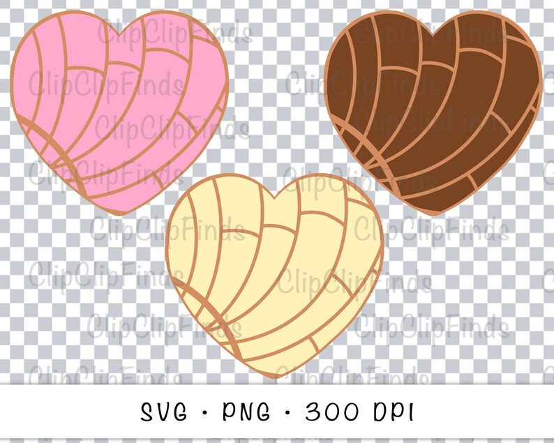 Heart Concha Bread Bundle SVG Vector Cut File and PNG | Etsy
