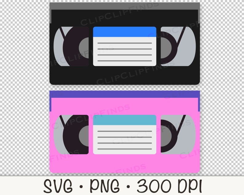 VHS Cassette Tape SVG, Retro Cassette Tapes Clipart, 80's, 90's, VCR ...