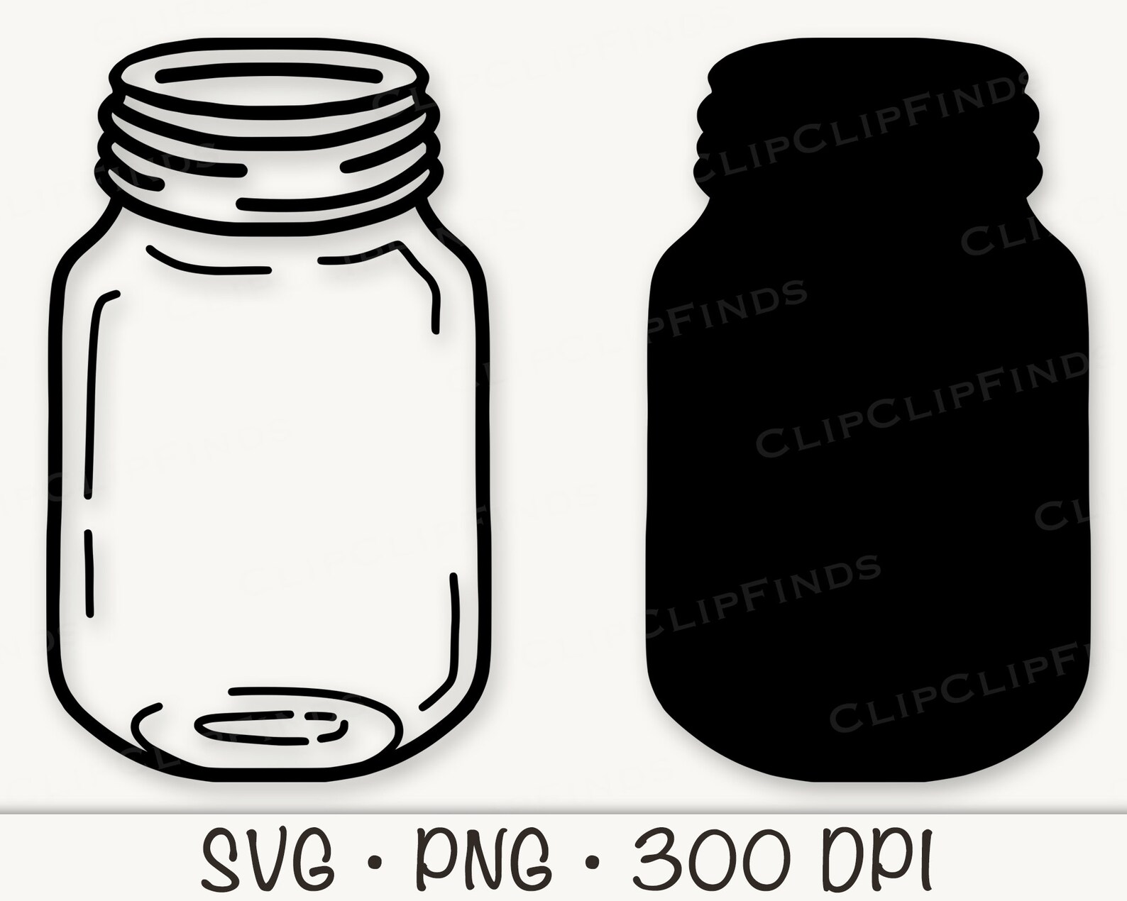 Mason Jar SVG Hand-drawn Doodle Outline Vector Cut and PNG - Etsy