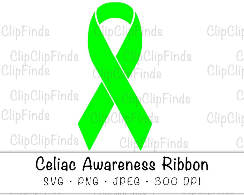 Green Celiac Awareness Ribbon SVG Vector Cut File JPEG and - Etsy