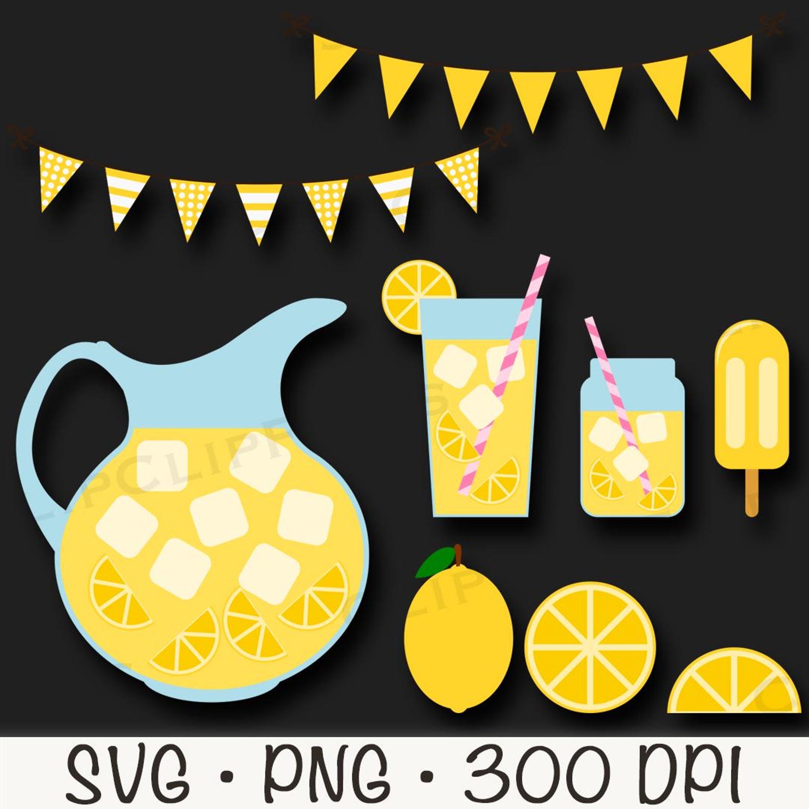 Lemonade Clip Art, Lemonade Bundle Pack, Lemon, SVG, PNG, Clip Art ...