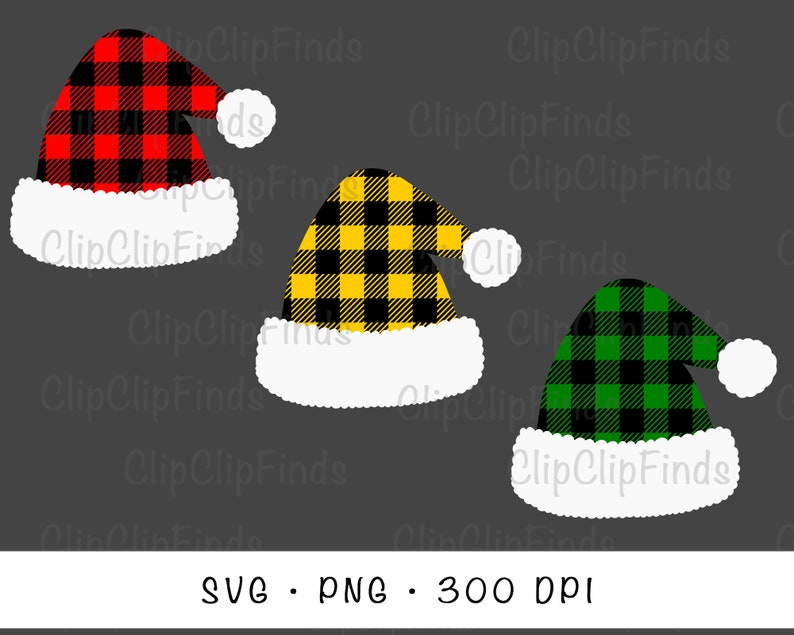 Buffalo Plaid Santa Hat Bundle Green Red Yellow SVG Vector - Etsy