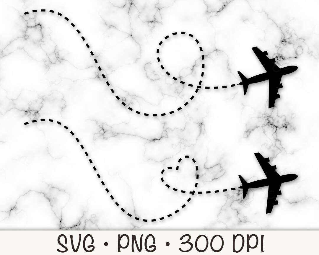 Airplane Travel Route Heart SVG, Travel, Destination, Vacation, Vector ...