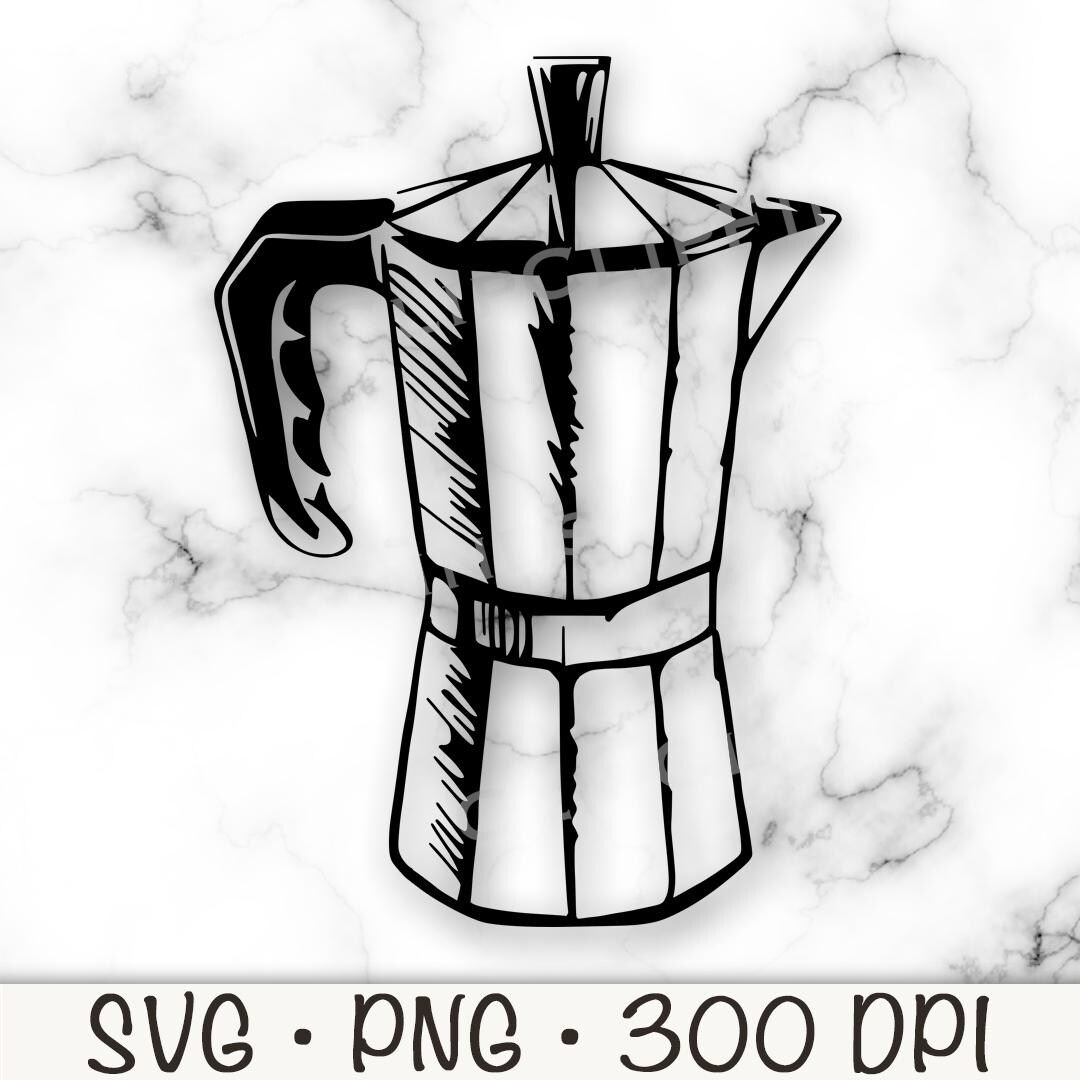 Stovetop Coffeemaker SVG, Coffee SVG, Vector Cut File, Coffee PNG, Icon ...