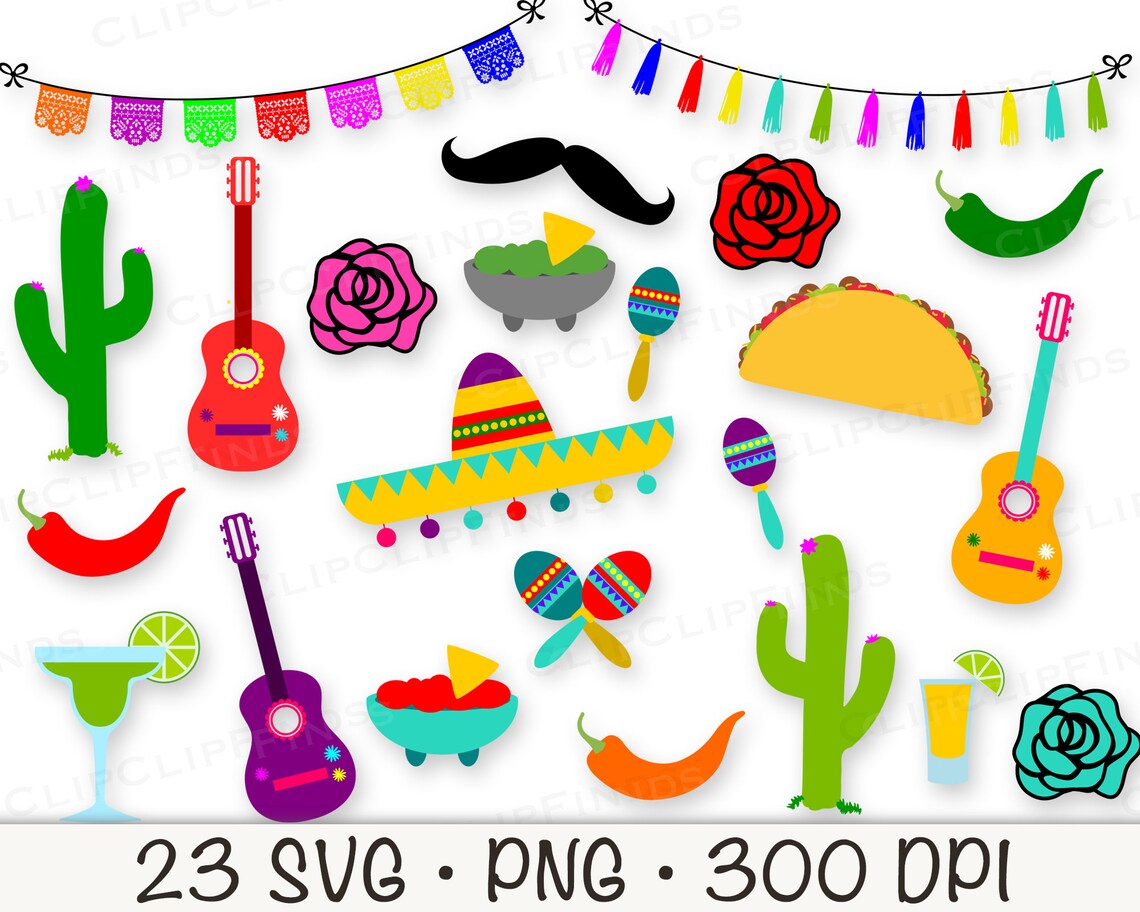Mexican Clipart Cinco De Mayo Clipart Mexican Fiesta Bundle - Etsy