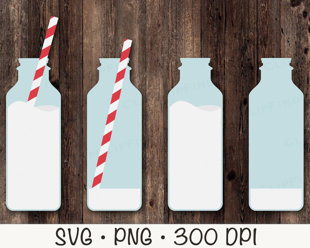 Milk Bottle Clipart: Glass Bottle With Straw SVG PNG (digital Download ...