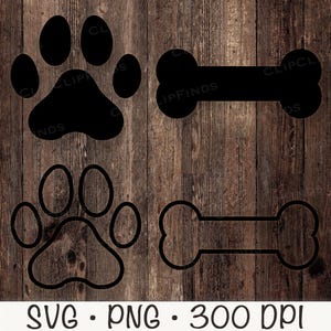 Dog Paw SVG, Dog Bone SVG, Dog Paw Outline PNG, Dog Bone Png, Pet ...