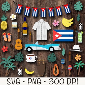 Kubanische Clipart, Kuba SVG, PNG Grafiken, sofortiger digitaler ...