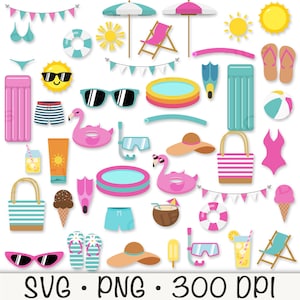 Pool Party Clipart, Pool PNG, Pool SVG, Summer, Flamingo, Floaties ...