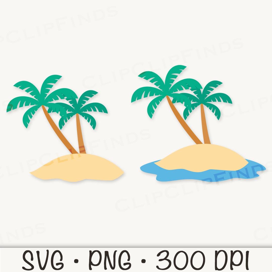 Island SVG, Island Clipart, Island PNG, Tropical Island, Palm Trees ...