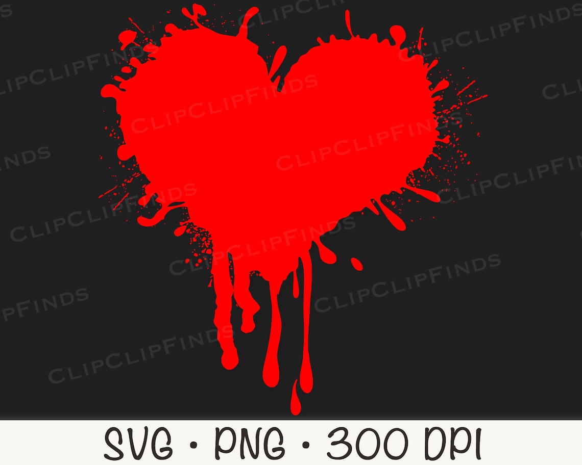 Bleeding Heart Splatter SVG Vector File and PNG Transparent Background ...