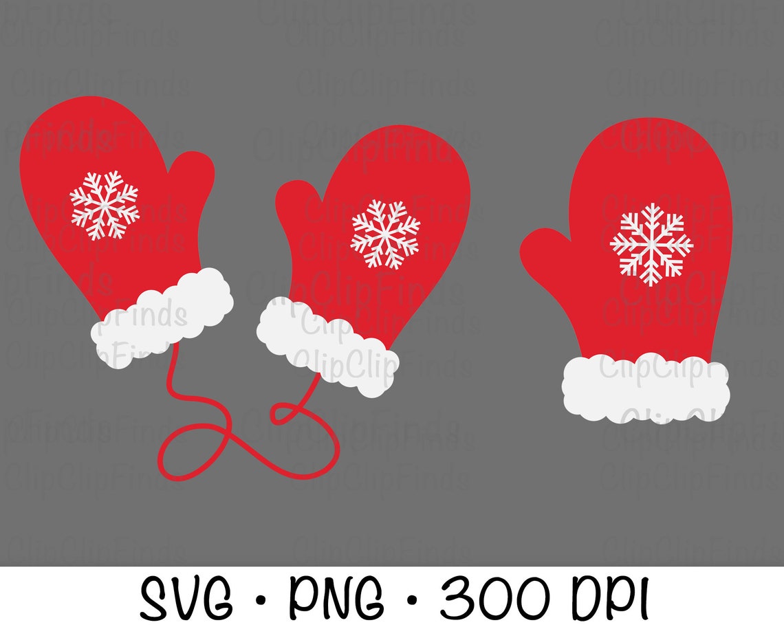 Santa Claus Mittens Santa Gloves Mittens With String SVG - Etsy