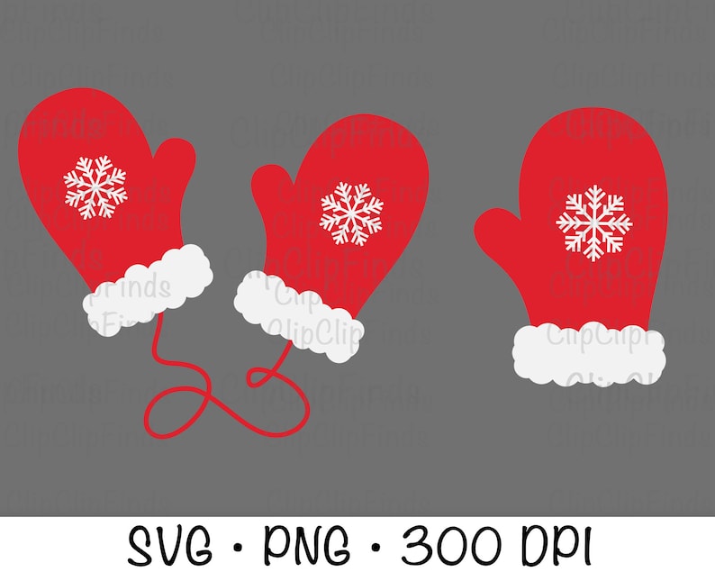 Santa Claus Mittens Santa Gloves Mittens With String SVG - Etsy