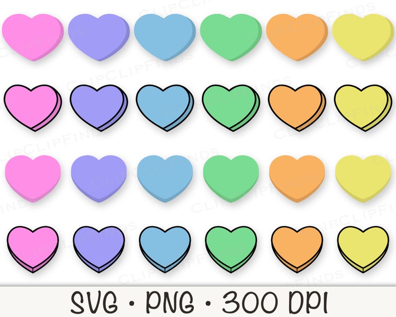 Blank Conversation Hearts SVG Valentine's Day Candy - Etsy