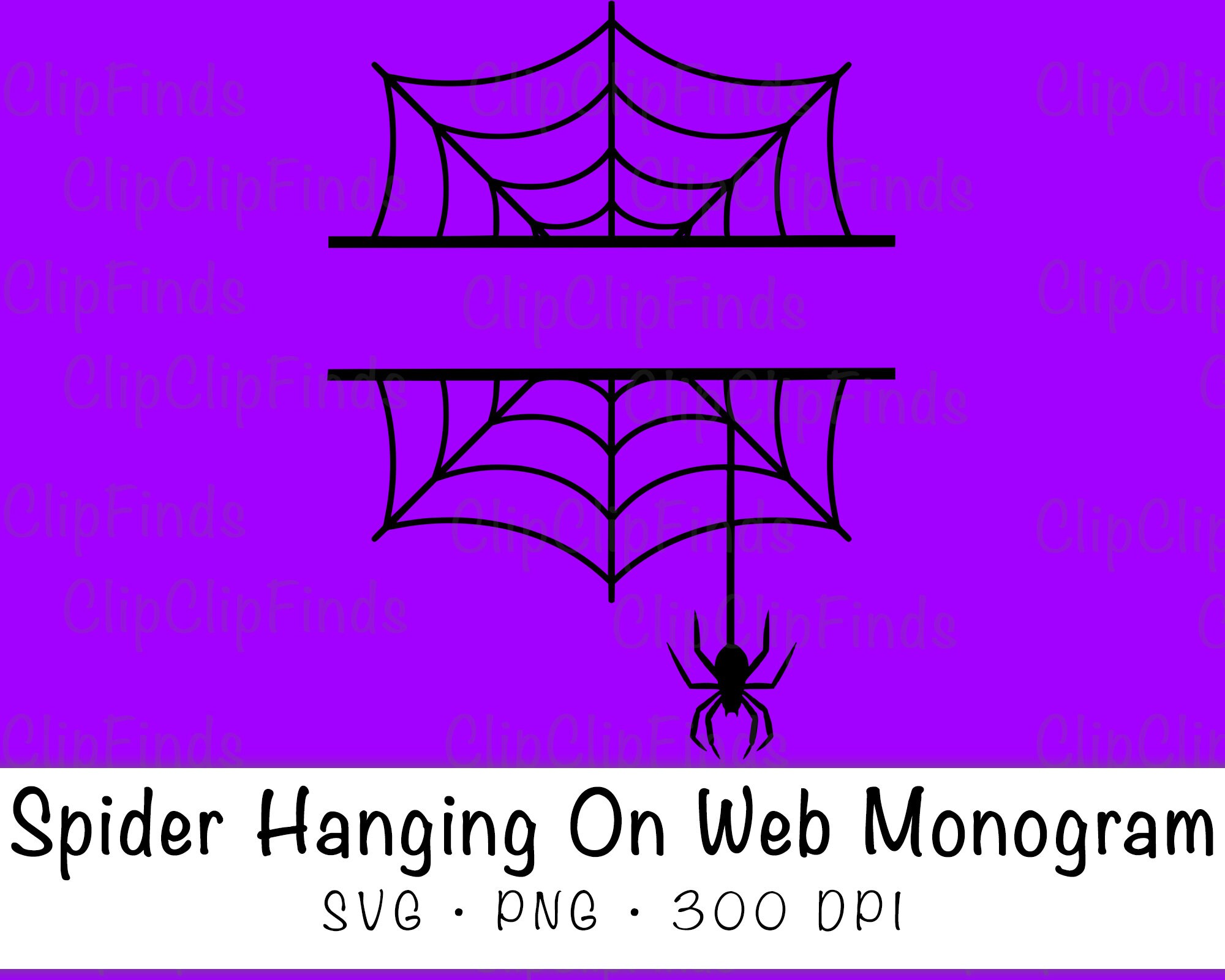 Spider Hanging on Web Split Monogram SVG Vector File and PNG - Etsy México