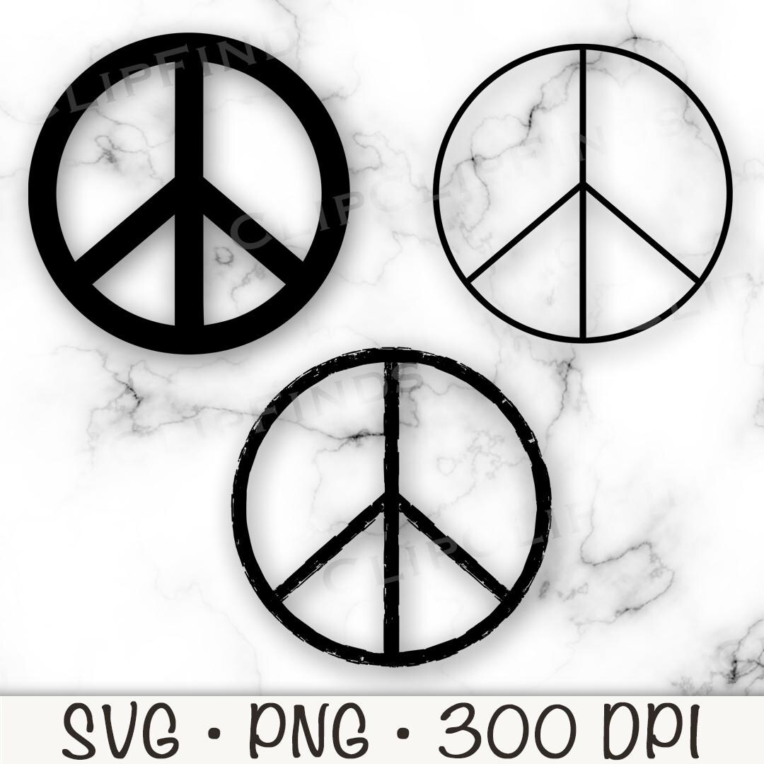 Retro Peace Zeichen SVG Bundle: Grunge Vektor Schnittdatei (Digitaler ...