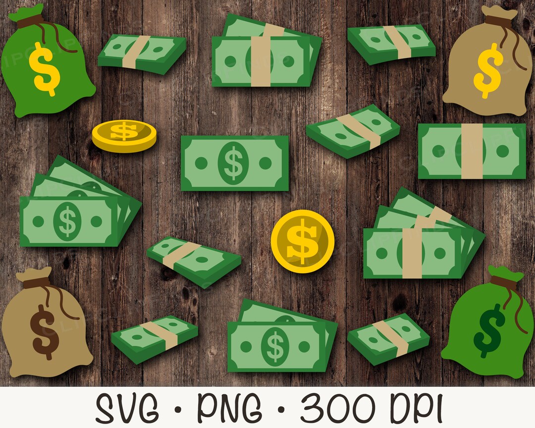 Money SVG, Money Clipart, Money PNG, Bag of Money, Gold Coin, Dollar ...