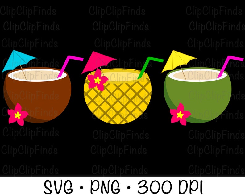 Coconut Tropical Drink Pina Colada in a Pineapple SVG Vector - Etsy