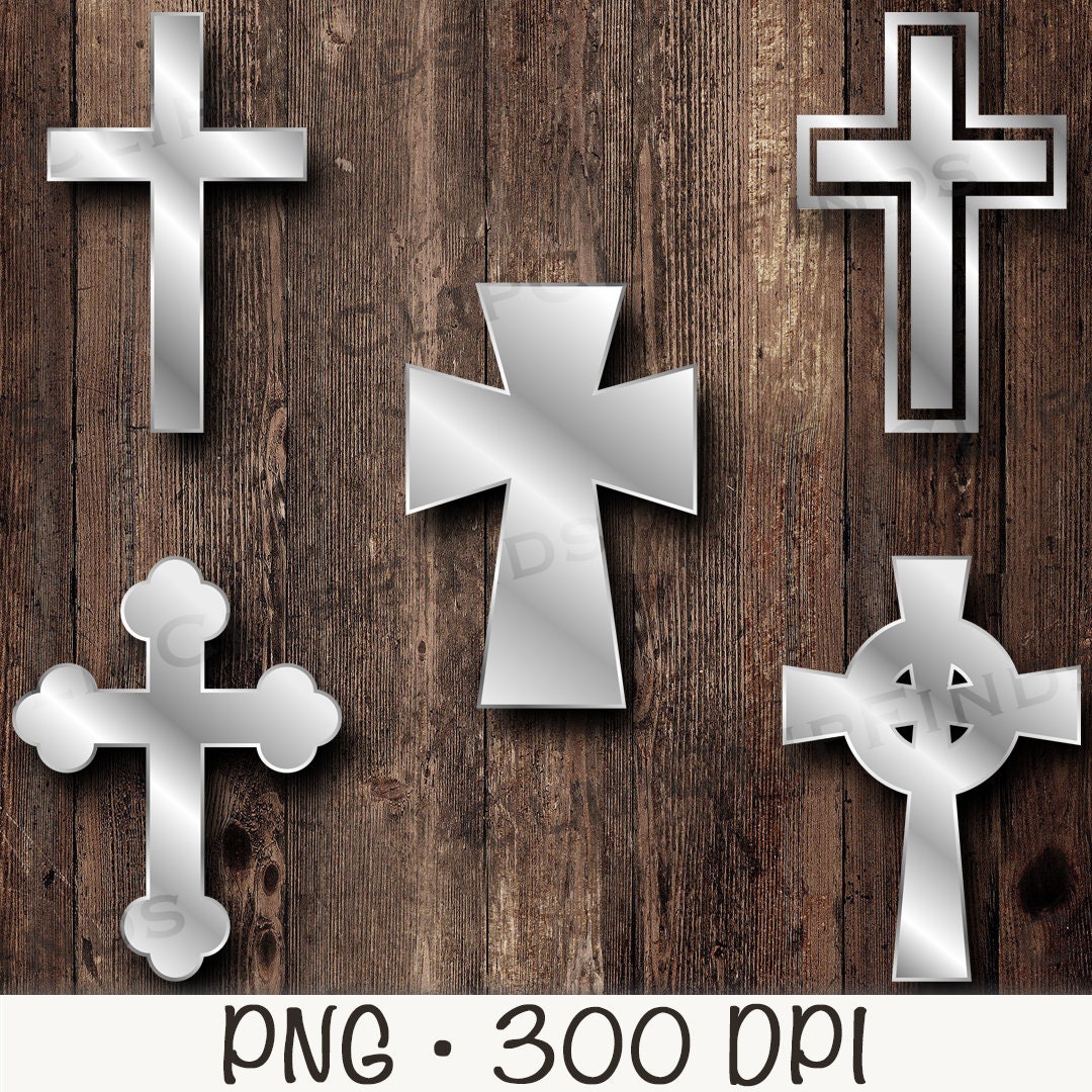 Silver Cross PNG, Silver Cross Clipart, Silver Crosses Overlay Bundle ...