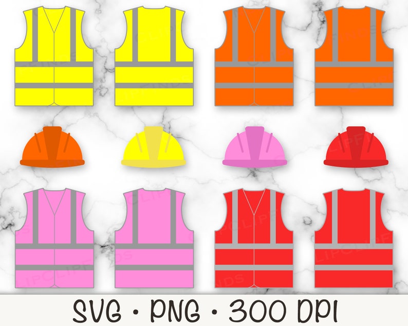 Construction Safety Vest SVG Pink Red Yellow Orange - Etsy