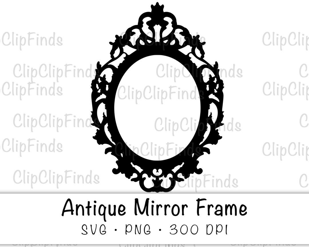 Antique Mirror Oval Frame Tea Party SVG Vector File and PNG - Etsy