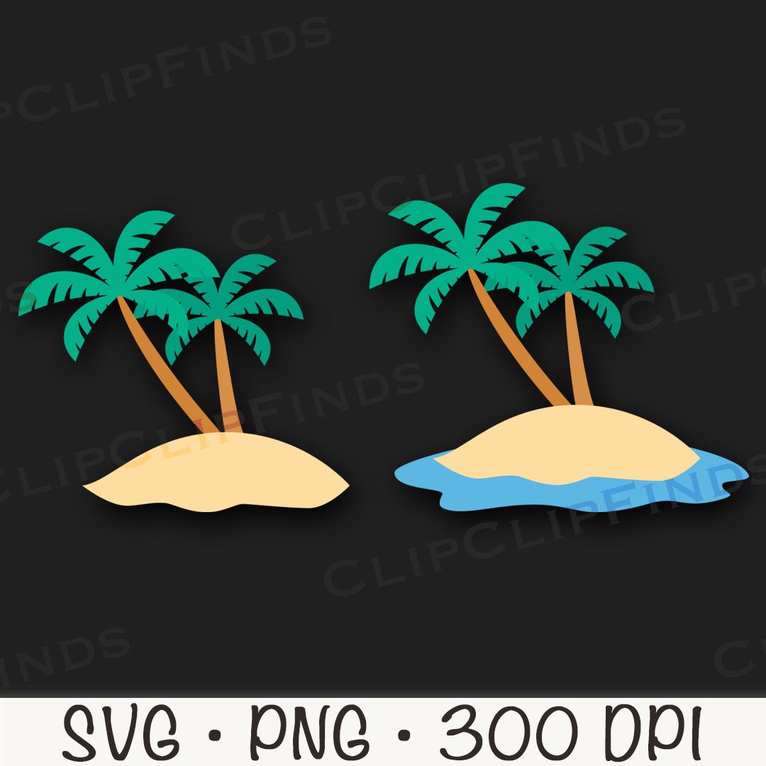 Island SVG, Island Clipart, Island PNG, Tropical Island, Palm Trees ...
