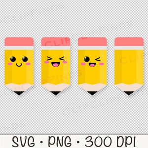 Kawaii Happy Pencil, Pencil, Cute, School, Teacher, Bookmark, Kawaii ...