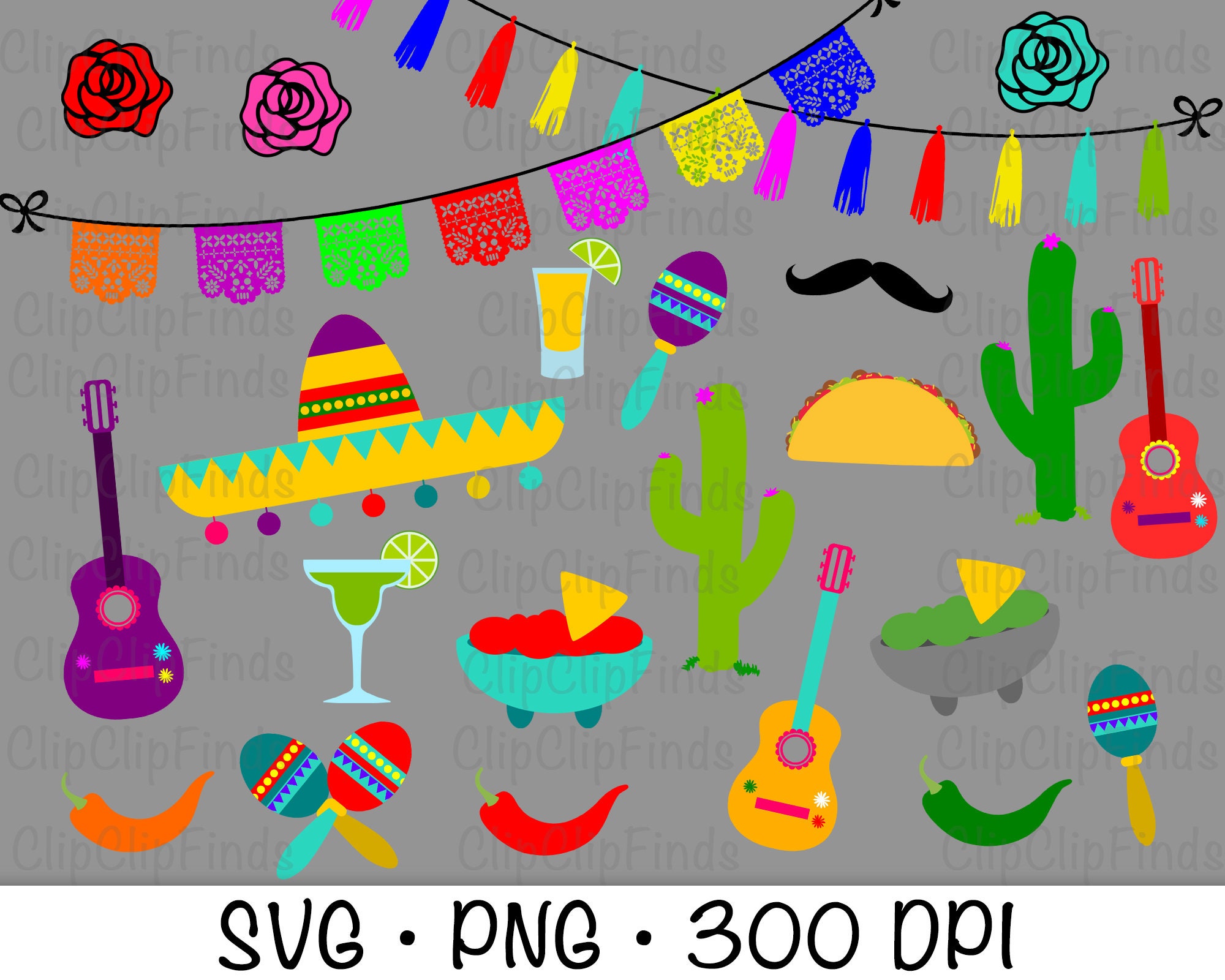 Mexican Clipart Cinco De Mayo Clipart Mexican Fiesta Bundle - Etsy