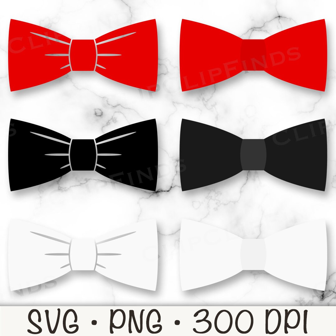 Bowtie SVG, Bowtie PNG Bundle Pack, Black Bowtie, Red Bowtie, White ...