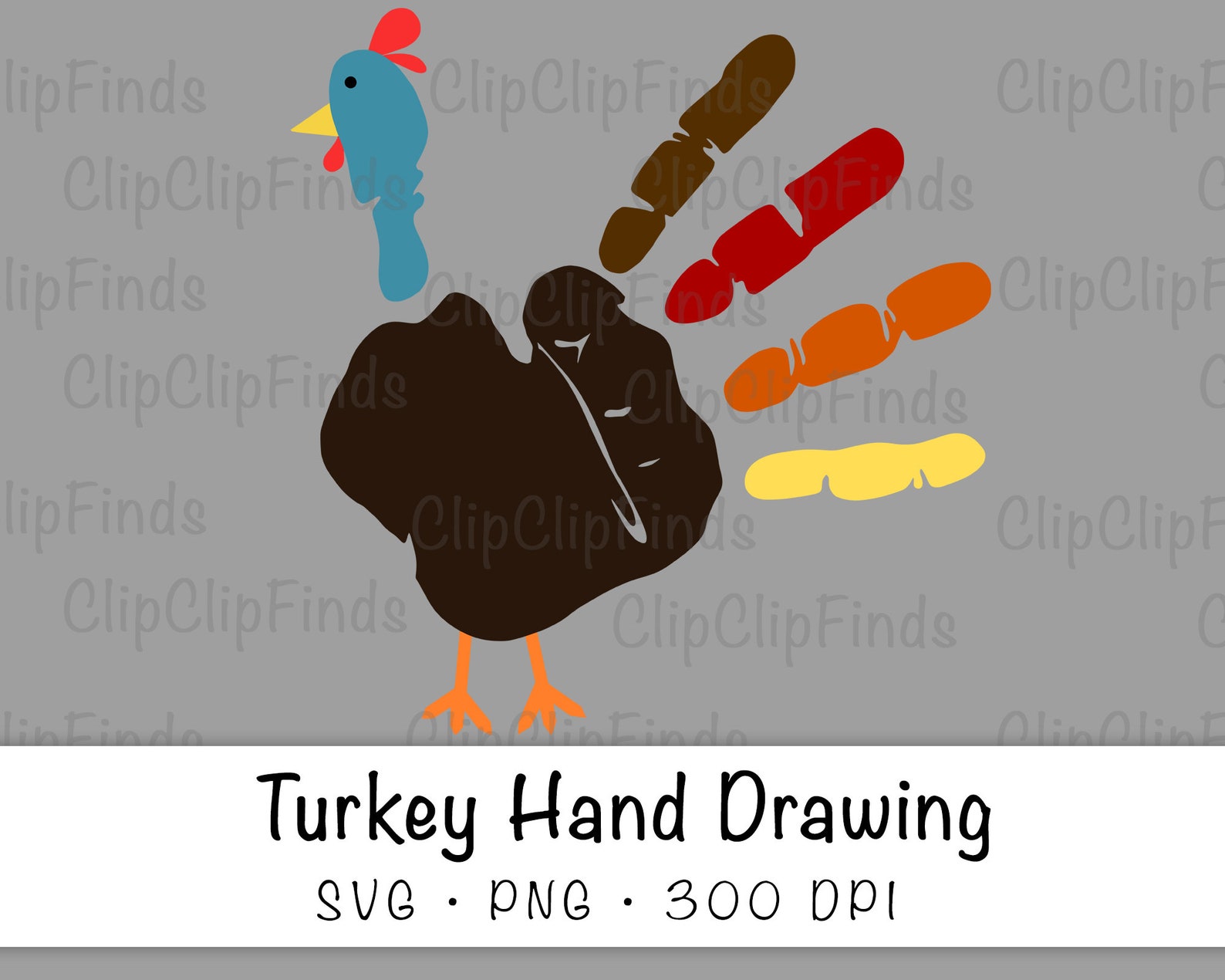 Turkey Hand Print SVG Vector Cut File and PNG Transparent - Etsy