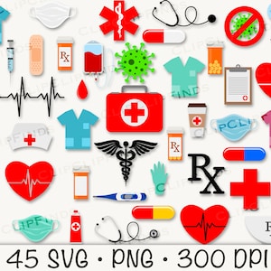 Medical Clip Art Bundle Pack, SVG, PNG, Instant Digital Download, Nurse ...