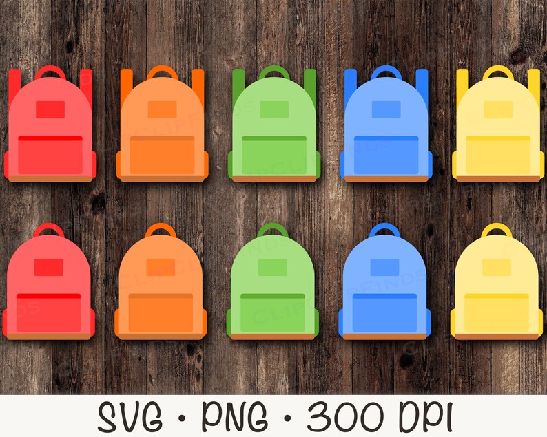 Backpack SVG Schoolbag SVG Assorted Colors School Clipart - Etsy