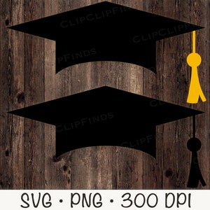 Graduation Cap and Tassel SVG Vector Cut File, JPEG on White Background ...