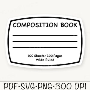 Composition Book Label SVG, Notebook Label PNG, Cover, School Supplies ...